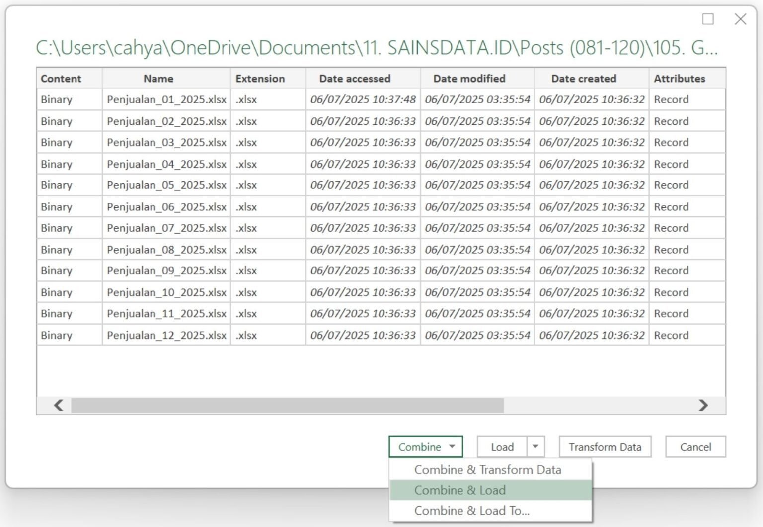 Menggabungkan Data dari Banyak File dengan Power Query - SAINSDATA.ID
